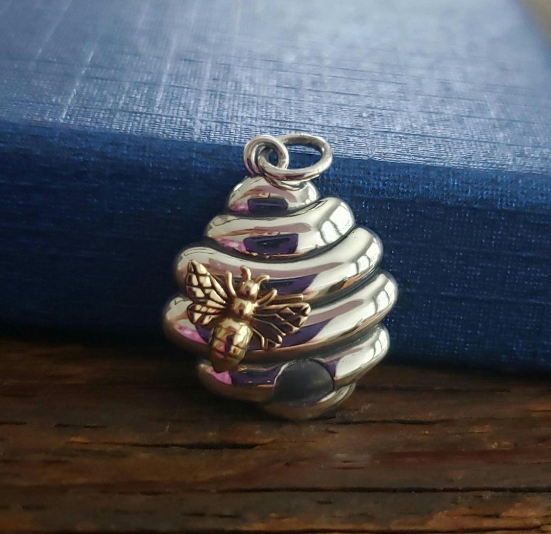 Sterling Silver Beehive Charm With a Bronze Bee Botanical Garden ...