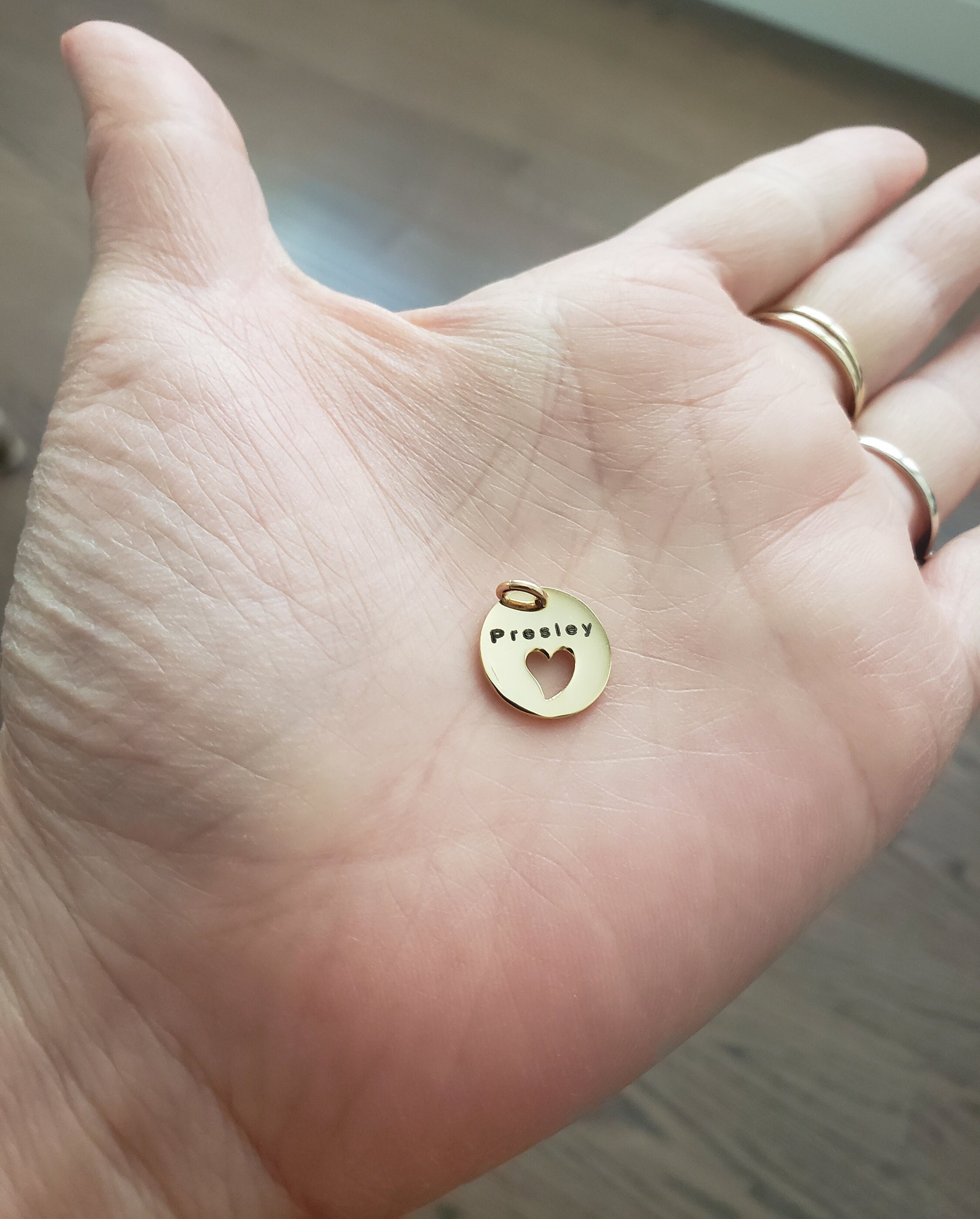 Engraved Name Disk With Heart Cutout Round Heart Cutout Charm, Custom ...