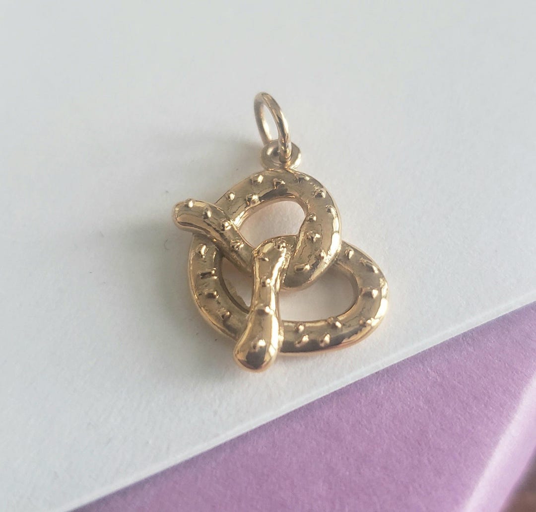 Bronze Pretzel Charm Whimsical Food Pendant Bread Pastry Theme Gift for ...