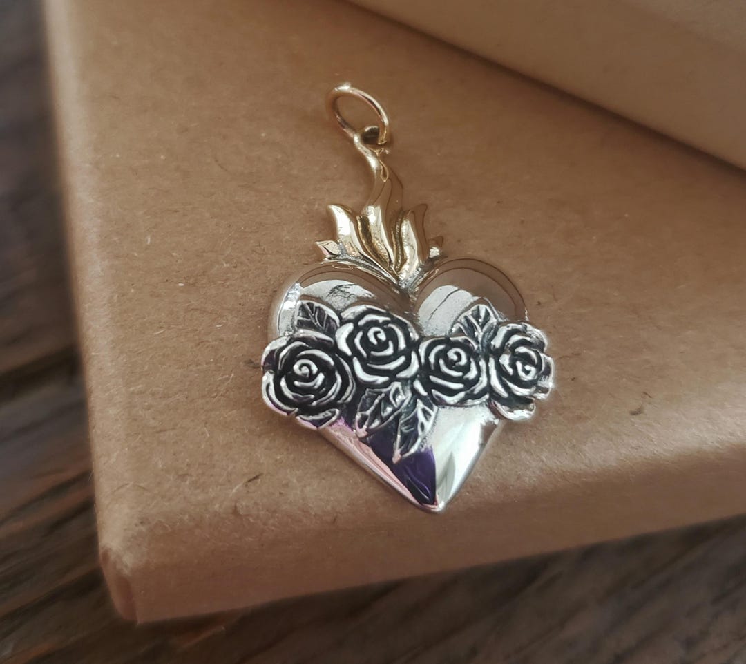 Mixed Metal Immaculate Heart of Mary Pendant - Etsy