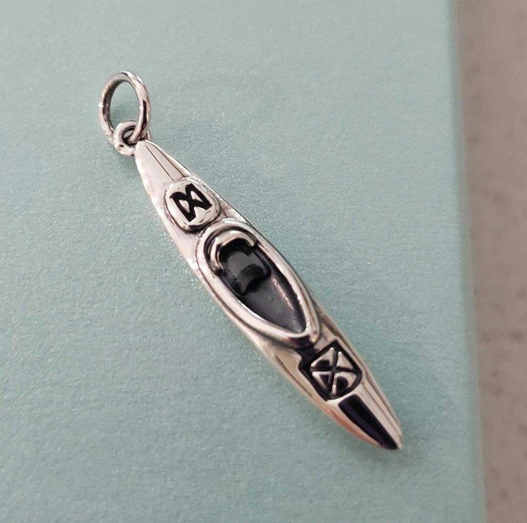 Sterling Silver Kayak Charm, Water, Lake Kayaking, Paddling, Kayak ...