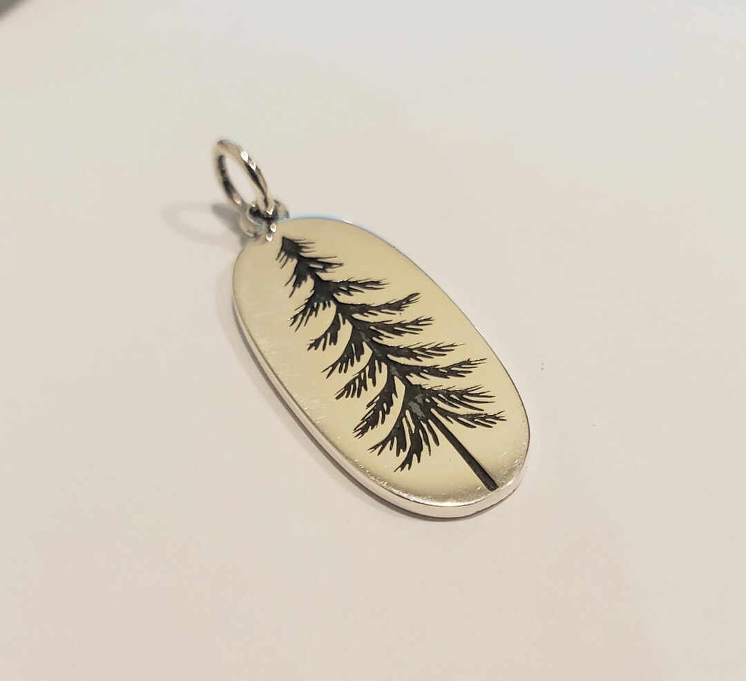Sterling Silver Etched Pine Tree Charm, Nature Lover, Forest, Wisdom ...