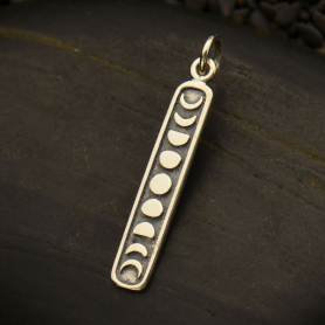 Sterling Silver Etched Phases of the Moon Pendant Lunar - Etsy