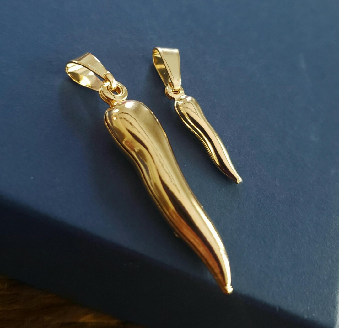 Gold Fill Italian Cornicello Horn Charm Pepper Good Luck Pendant Two ...