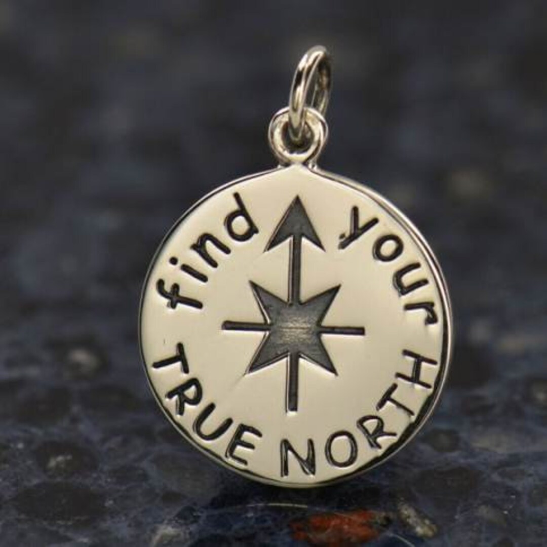 Sterling Silver Compass Word Charm, Find Your True North, Engrave ...