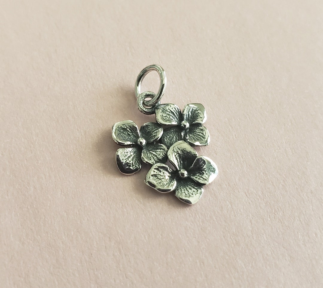 Sterling Silver Hydrangea Cluster Charm Necklace Supply, Flower ...