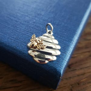 Sterling Silver Beehive Charm With a Bronze Bee Botanical Garden ...