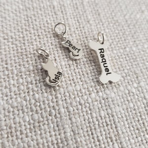 Tiny Sterling Silver Cat Silhouette Charm Engravable Name Animal Cat ...