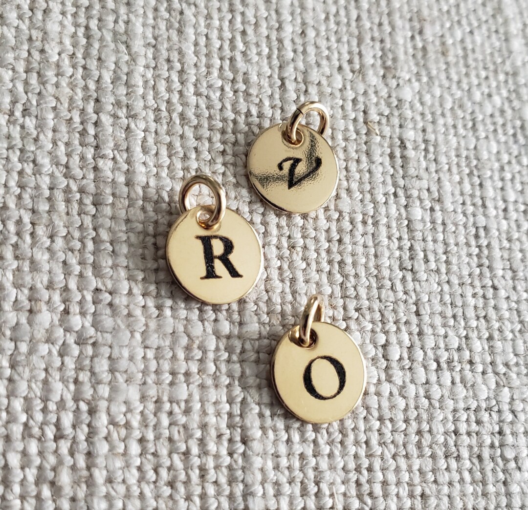 14k Gold Filled Laser Engravable Letter Disc Charms Personalized ...