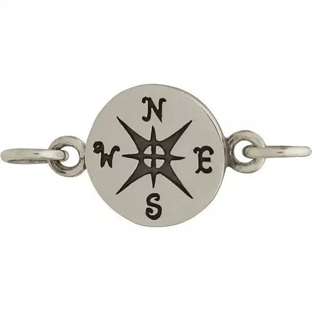 Sterling Silver Compass Link Charm, Graduation, Graduate, New Journey ...