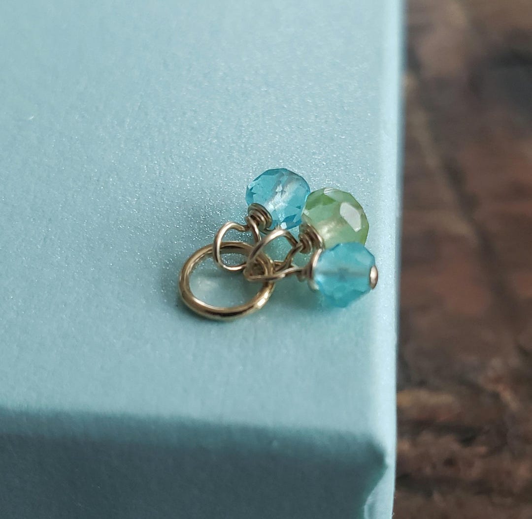 Three Tiny Gemstone Dangle Charm Add on Siblings Sisters Birthstone ...