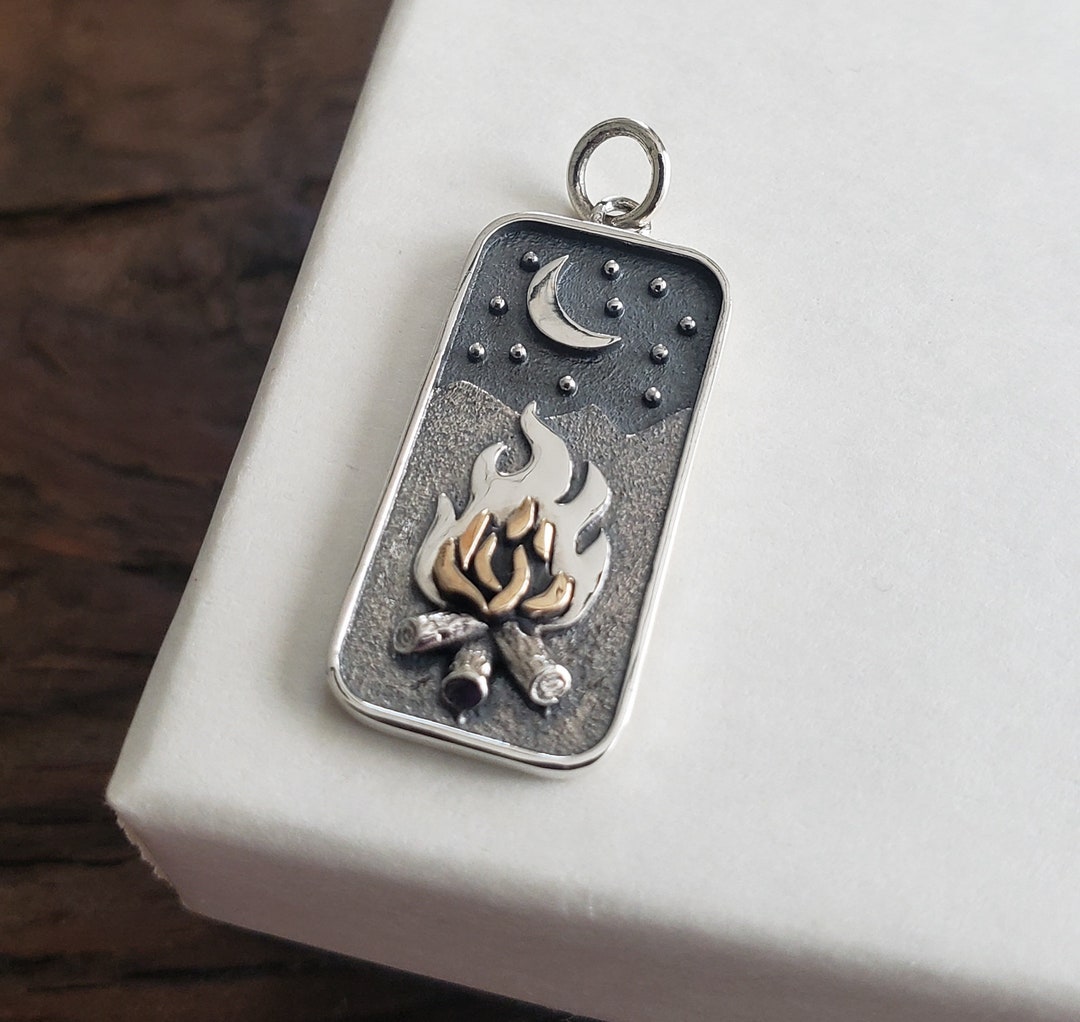 Nature Lover Sterling Silver Campfire Under Moon Charm Nature Gift ...