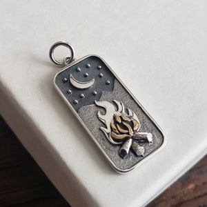 Nature Lover Sterling Silver Campfire Under Moon Charm Nature Gift ...
