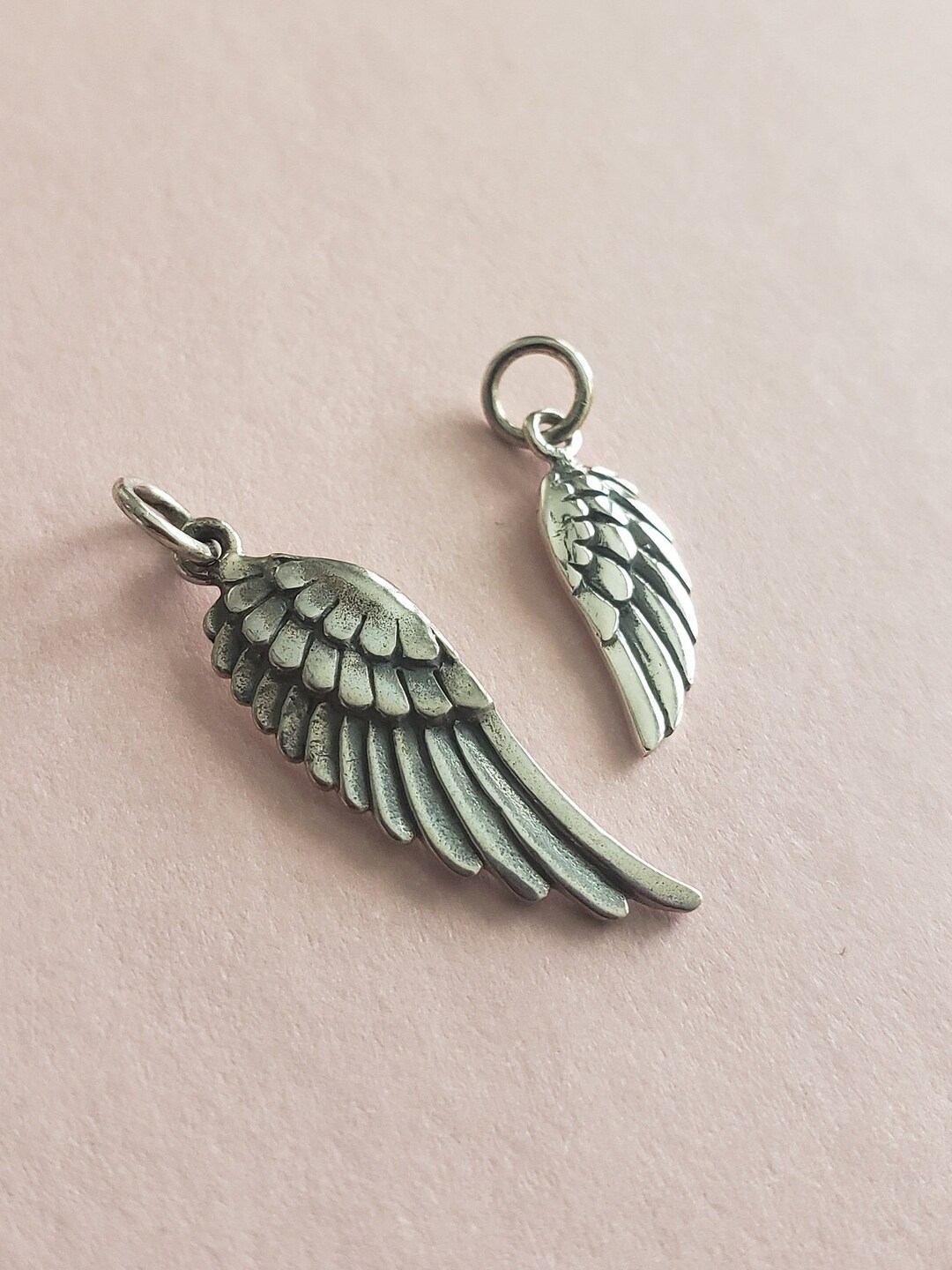 Sterling Silver Small Large Angel Wing Pendant Sympathy, Loss of Loved ...