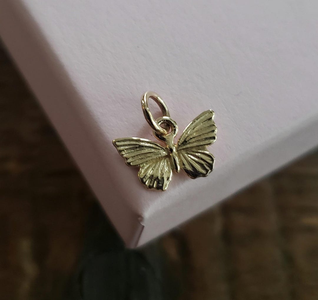 Bronze Tiny Textured Butterfly Charm Pendant, Insect Bug Charms, Spring ...