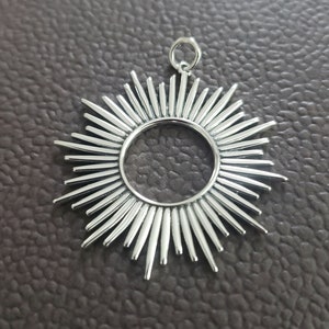 Sterling Silver Spikey Sun Pendant, Warmth of Sun Charm Sunlight ...