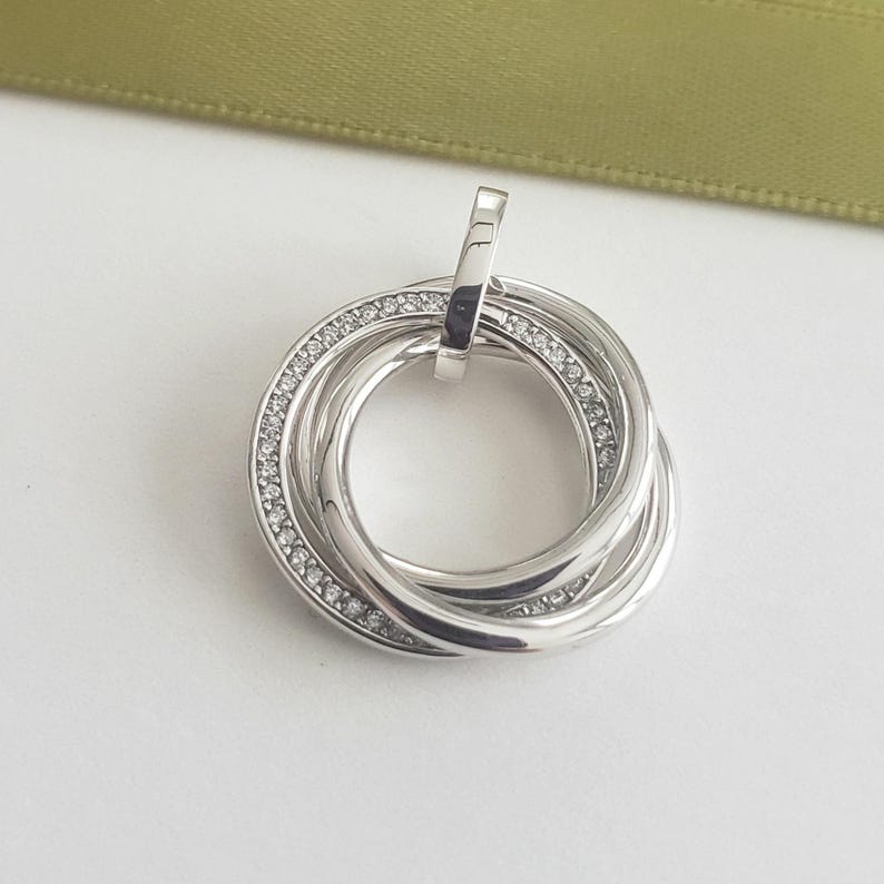 Sterling Silver Three Interlocking Circle Link Pendant Endless Circles ...