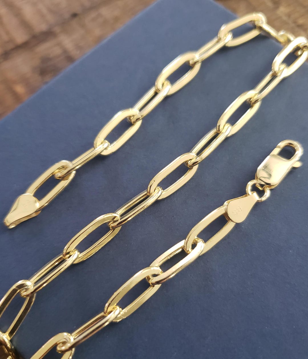 Gold Vermeil Paper Clip Necklace Medium to Large Link Heavy Chunky ...