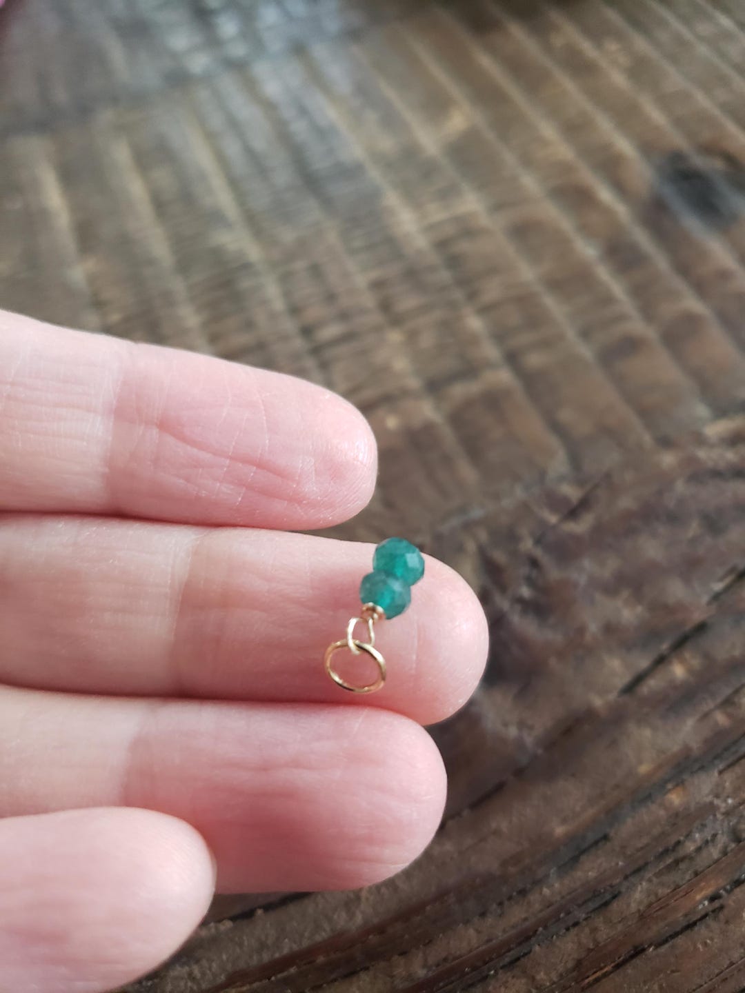 Two Stacked Tiny Gemstone Dangle Charm Birthstone Rondelle Teeny Tiny ...