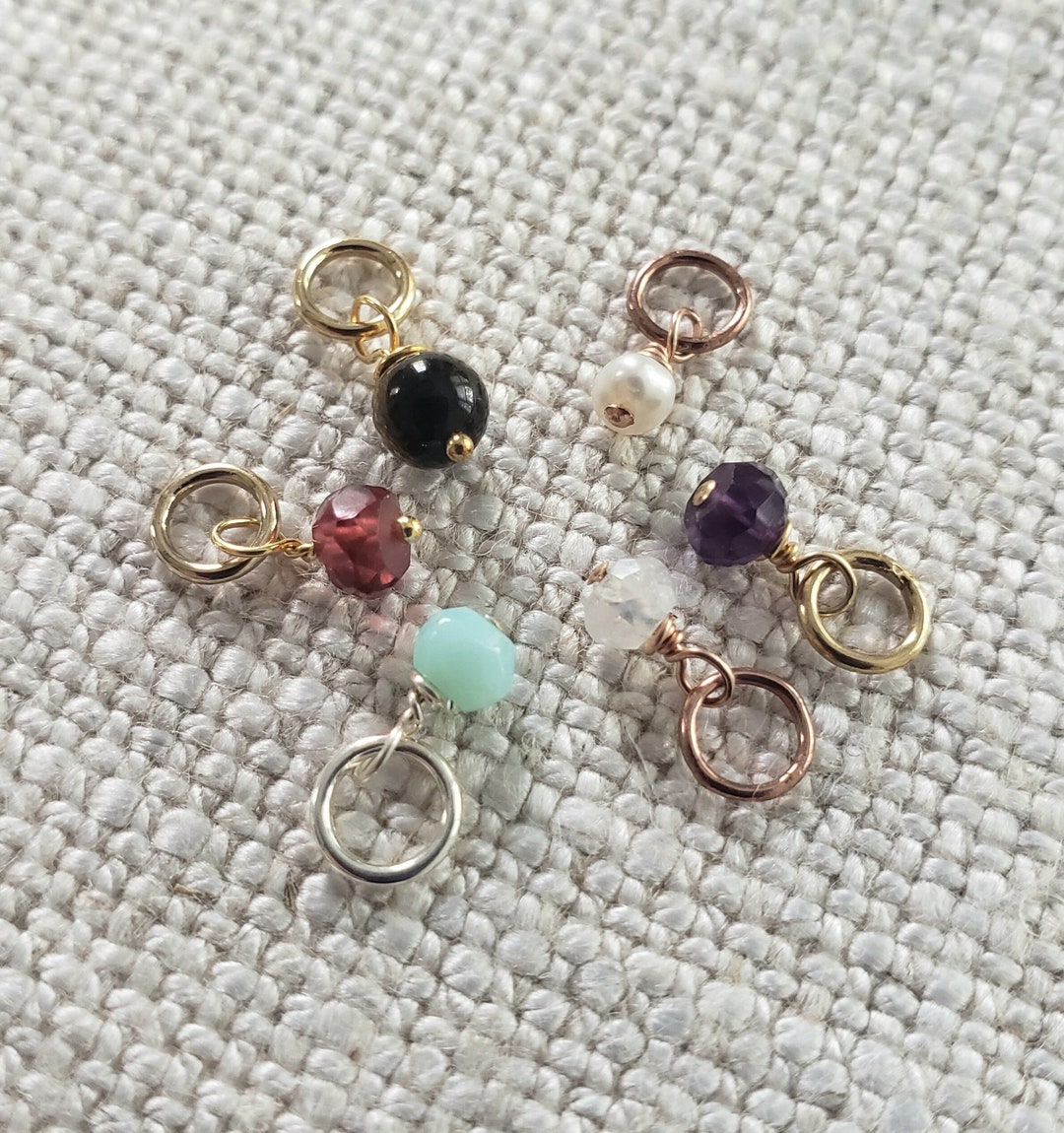 Tiny Gemstone Dangle Charm, Birthstone Rondelle Teeny Tiny Size Accent ...