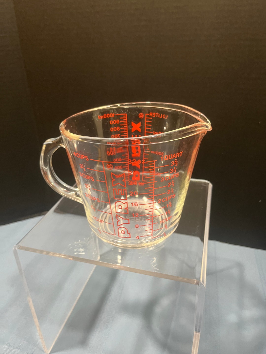 Vintage RARE Pyrex 532 D-G 4 Cup Measuring Cup Red Vertical Letters ...