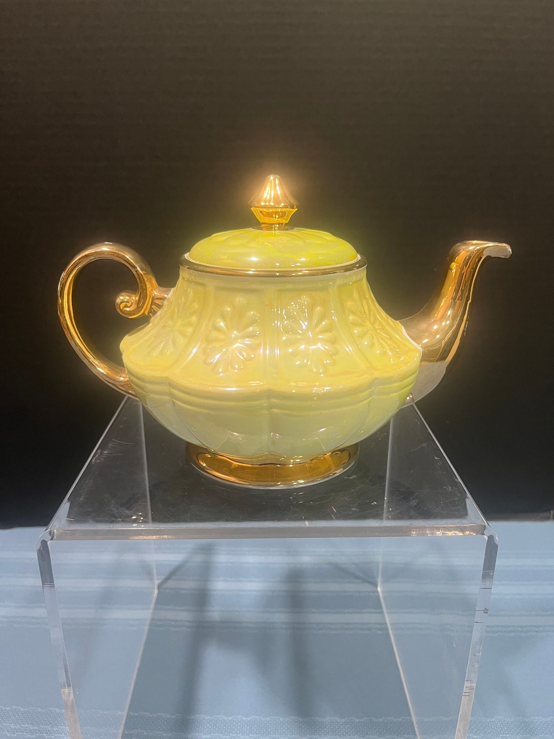 Vintage Ellgreave Yellow and Gold Teapot - Genuine Ironstone - Raised ...