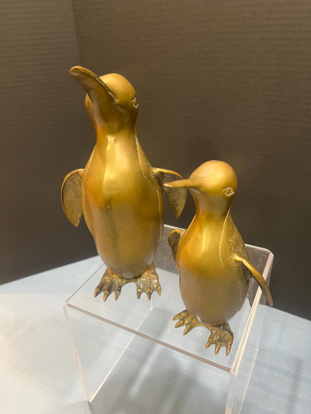 Vintage Solid Brass Large Penguin Set - Heavy, Thick Brass Penguins ...