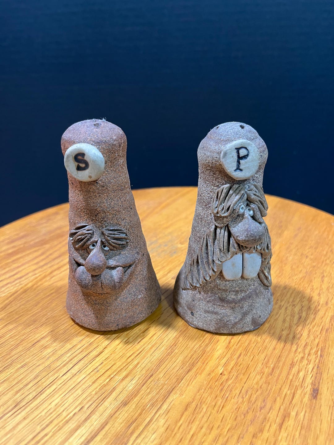 Vintage Clay Pottery/stoneware Mark Hines Style Ugly Face Salt and ...