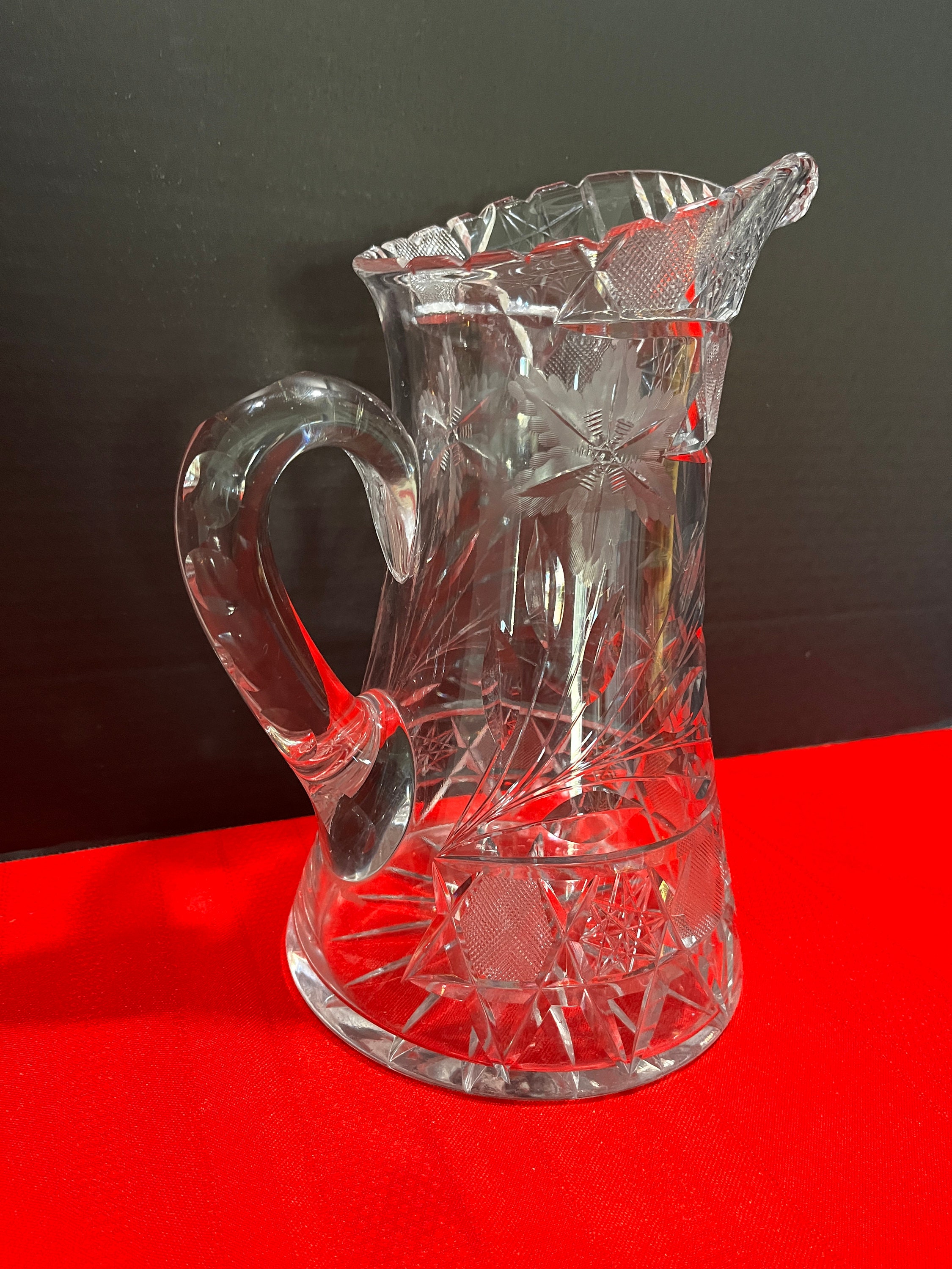 Vintage American Brilliant Period Cut Class Pitcher Hobstars and ...
