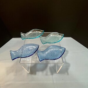 Vintage Set of 4 Vietri Turkish Glass Fish Dishes - Shallow Tidbit ...