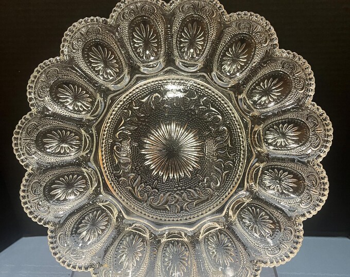 Vintage LARGE L.E. Smith Glass Pressed Glass Deviled Egg Platter or ...
