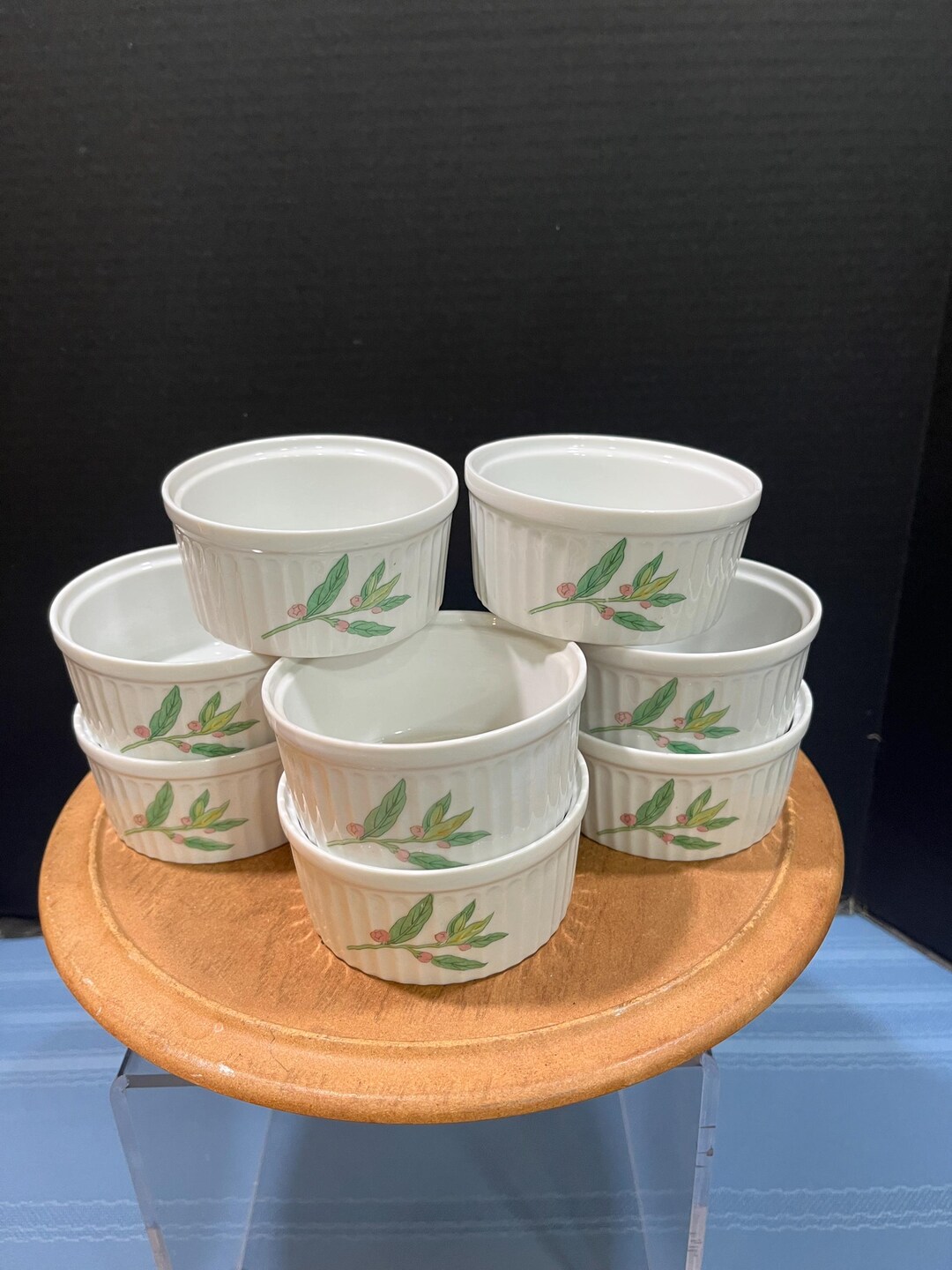 Vintage Shafford Porcelain Herbs and Spice Set of 8 Ramekins or Soufflé ...