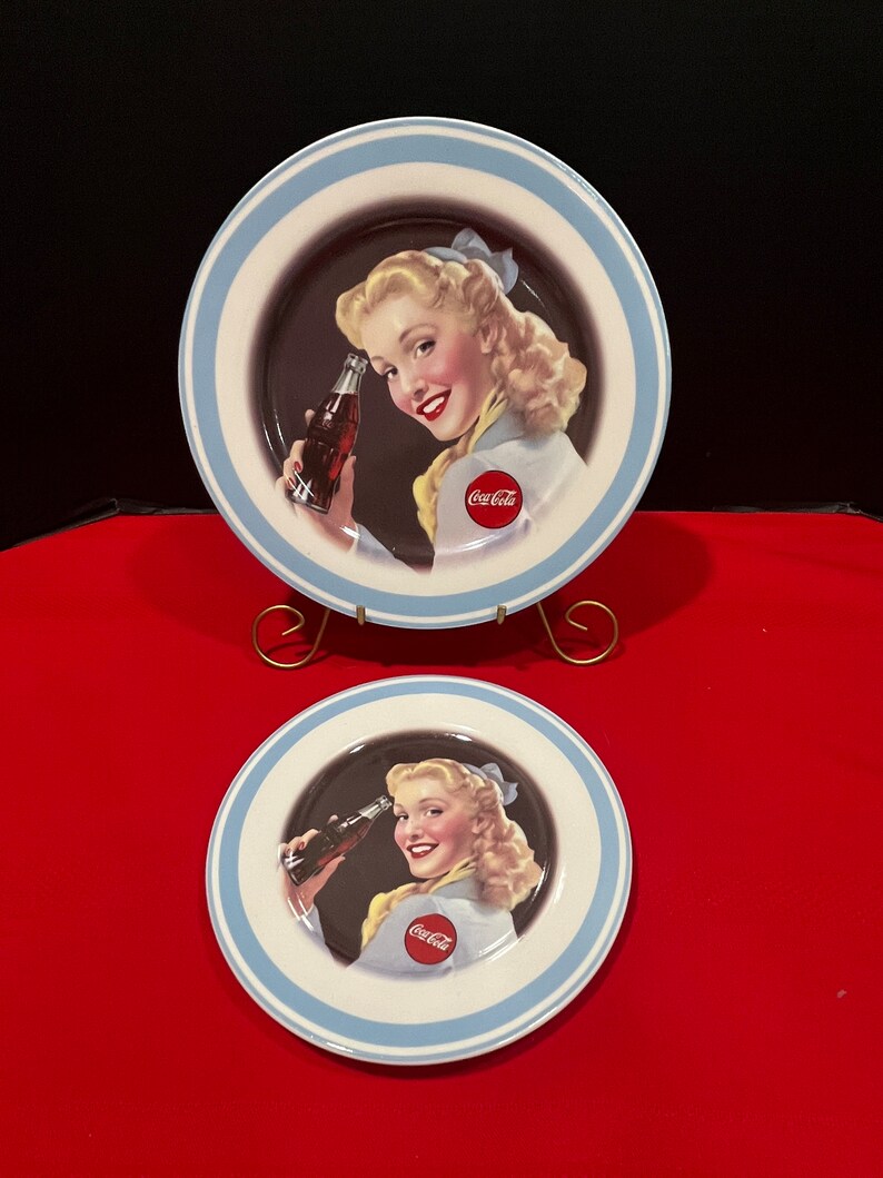 Vintage Coca Cola Pin up Girl Dinner Plates - 4 - and Matching Salad ...