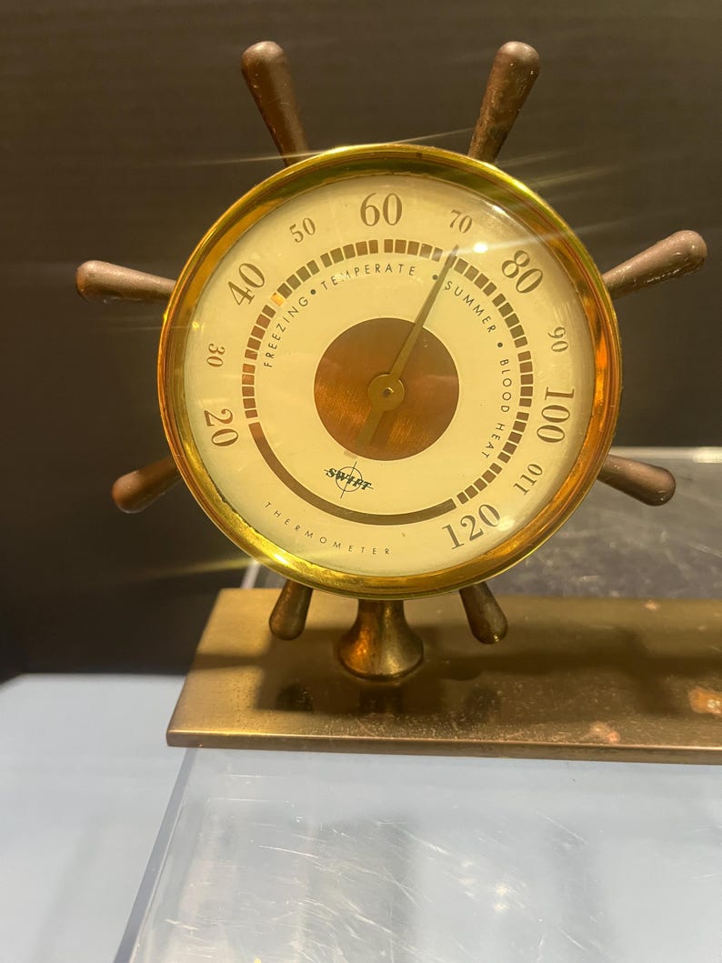 Vintage Rare Brass Swift and Anderson Captain's Ships Wheel Weather ...