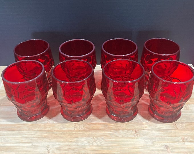 Vintage Viking Georgian Tumblers - Ruby Red Glass (qty 8) - Etsy