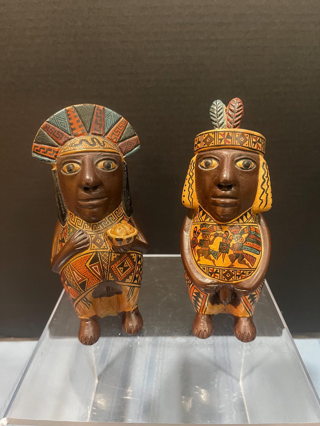 Vintage Pair of Aztec Clay Figures Hand-painted - Folk Art - Etsy