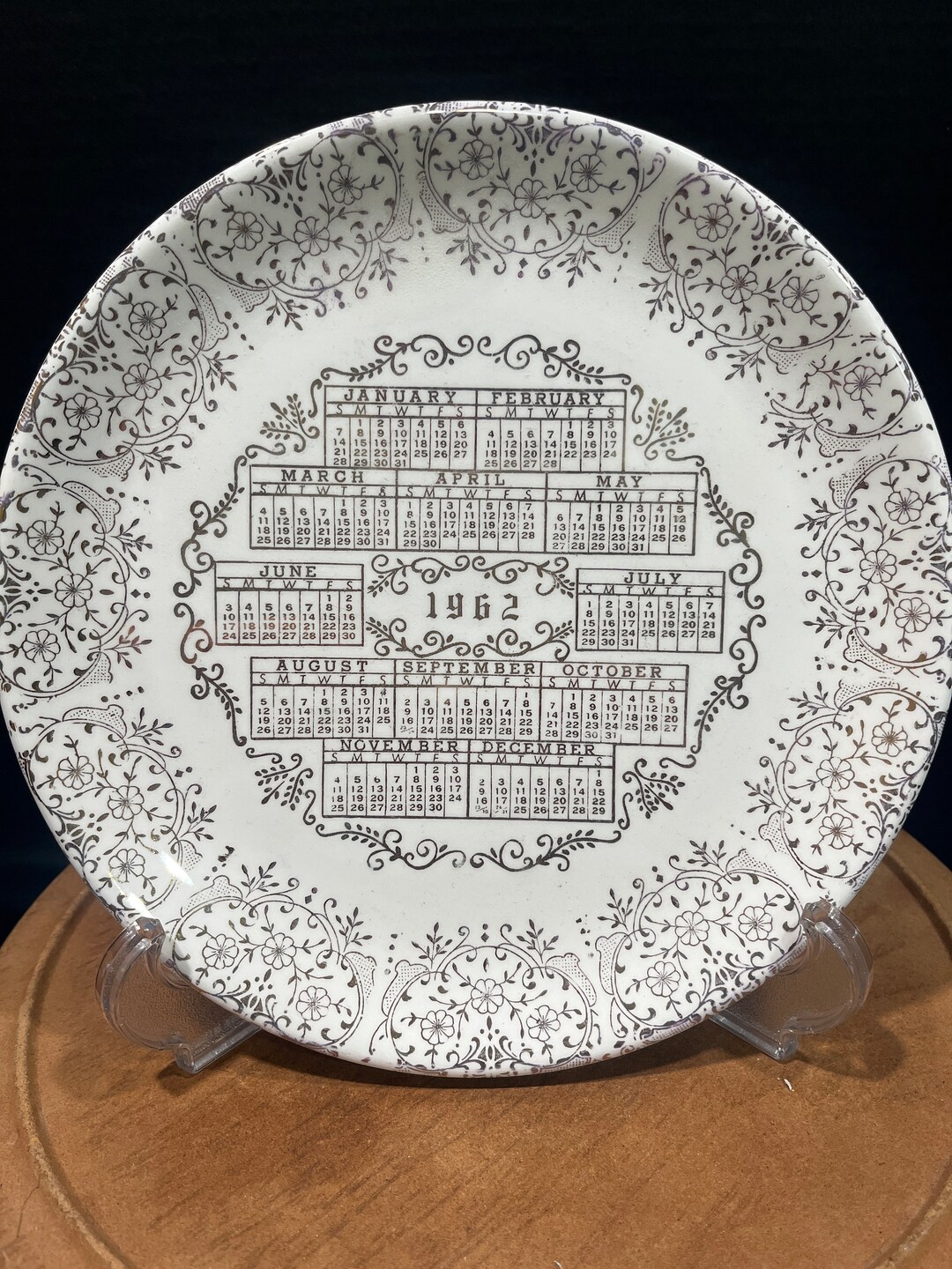 Vintage White and Silver 1962 Calendar Plate - 9 3/4" - Etsy