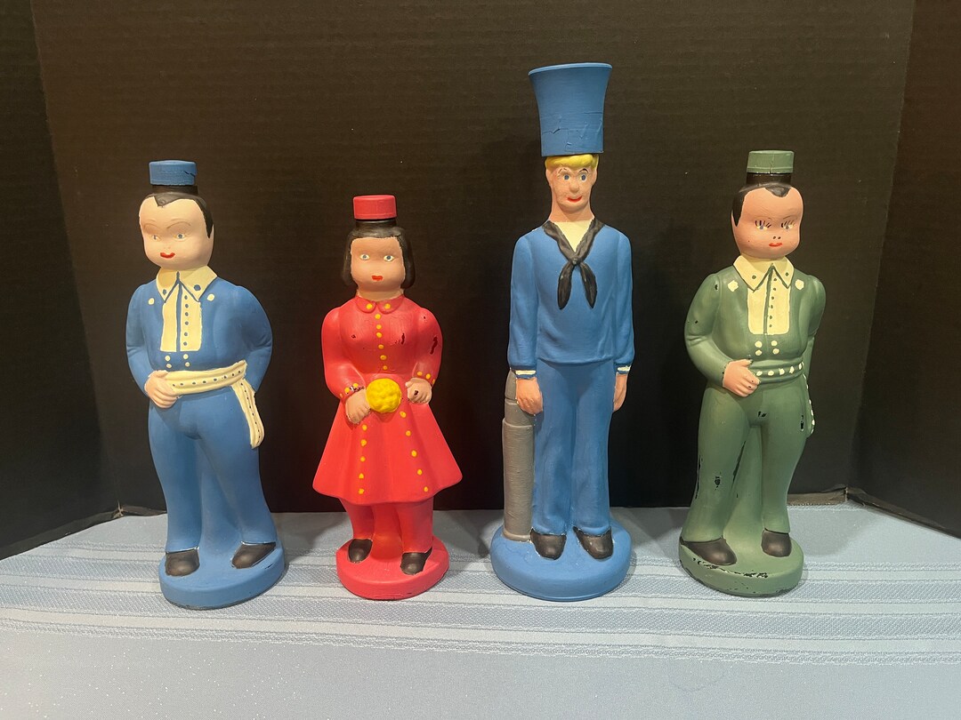 Vintage Human Form Figural Glass Bottles Hand-painted - Sailor ...