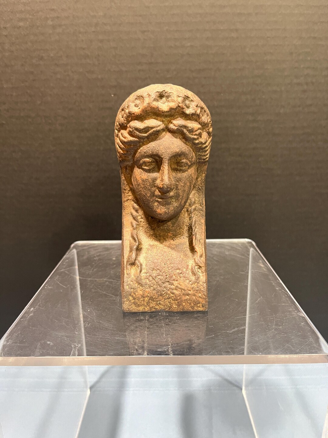 Vintage Heavy Cast Iron Antiquity Bust - Woman With Braids - Door Stop ...