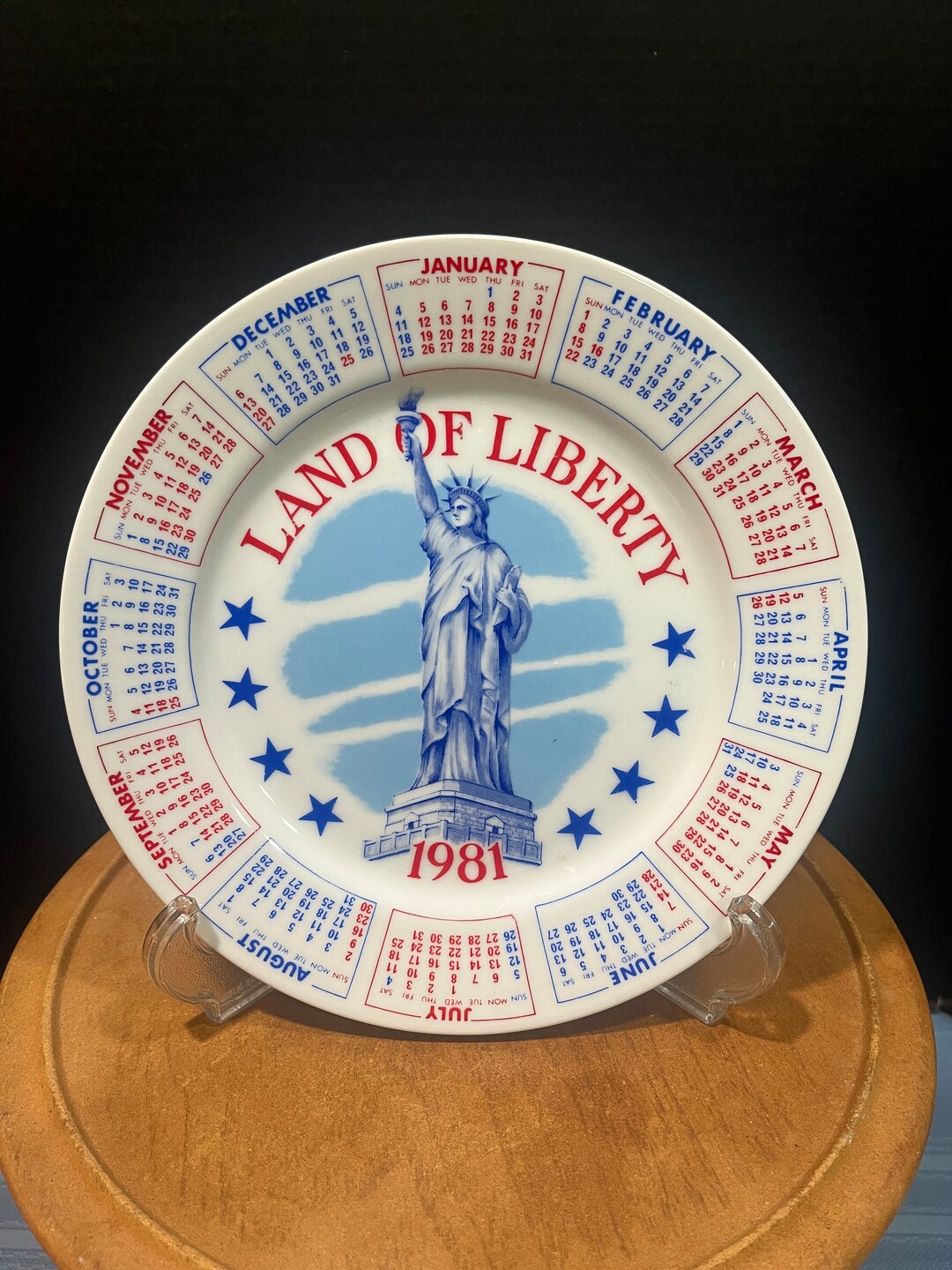 Vintage Year 1981 Calendar Plate - Statue of Liberty - "land of Liberty ...