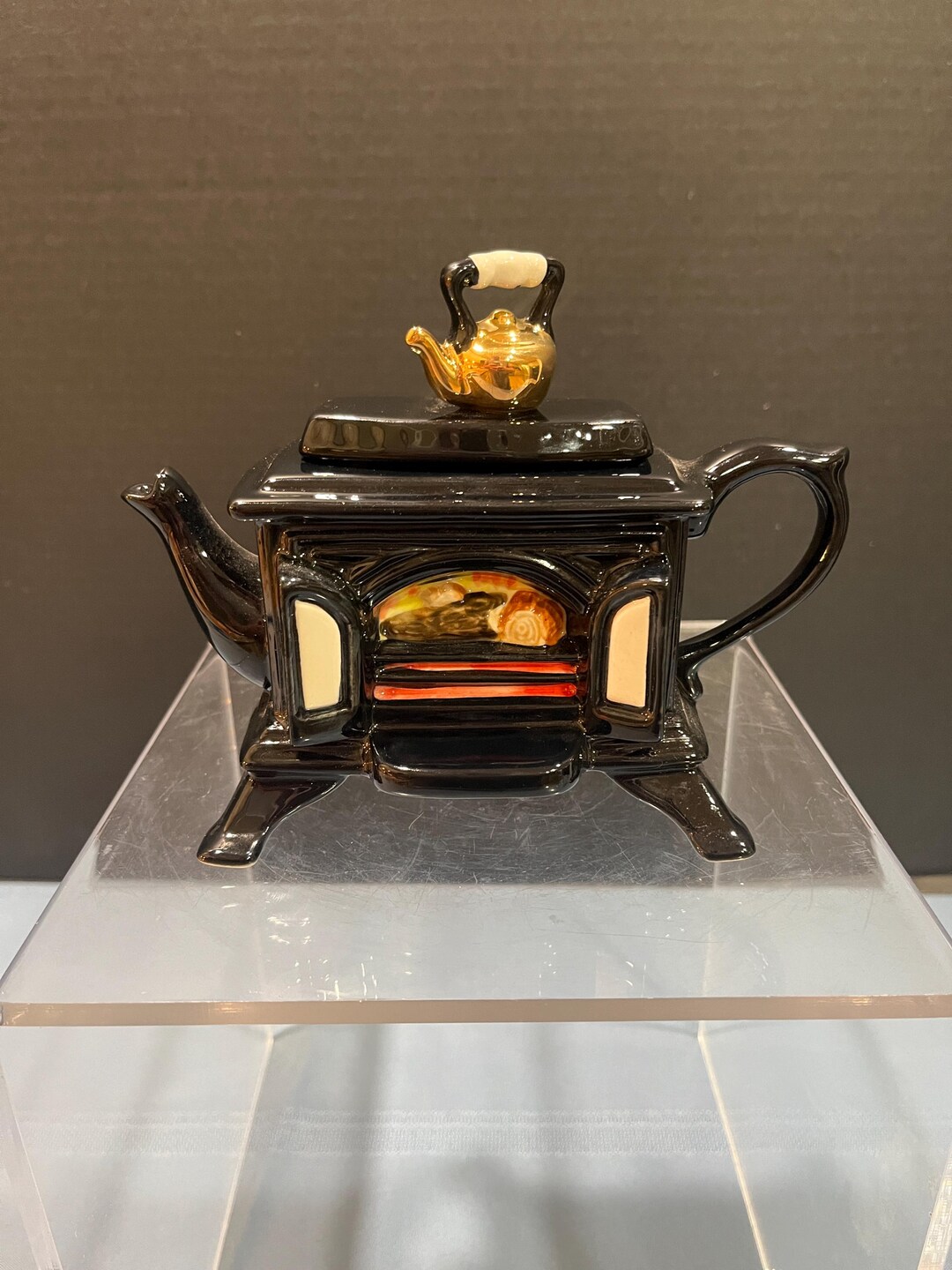 Vintage Ceramic Wood Burning Stove Teapot - Single Serve Teapot ...