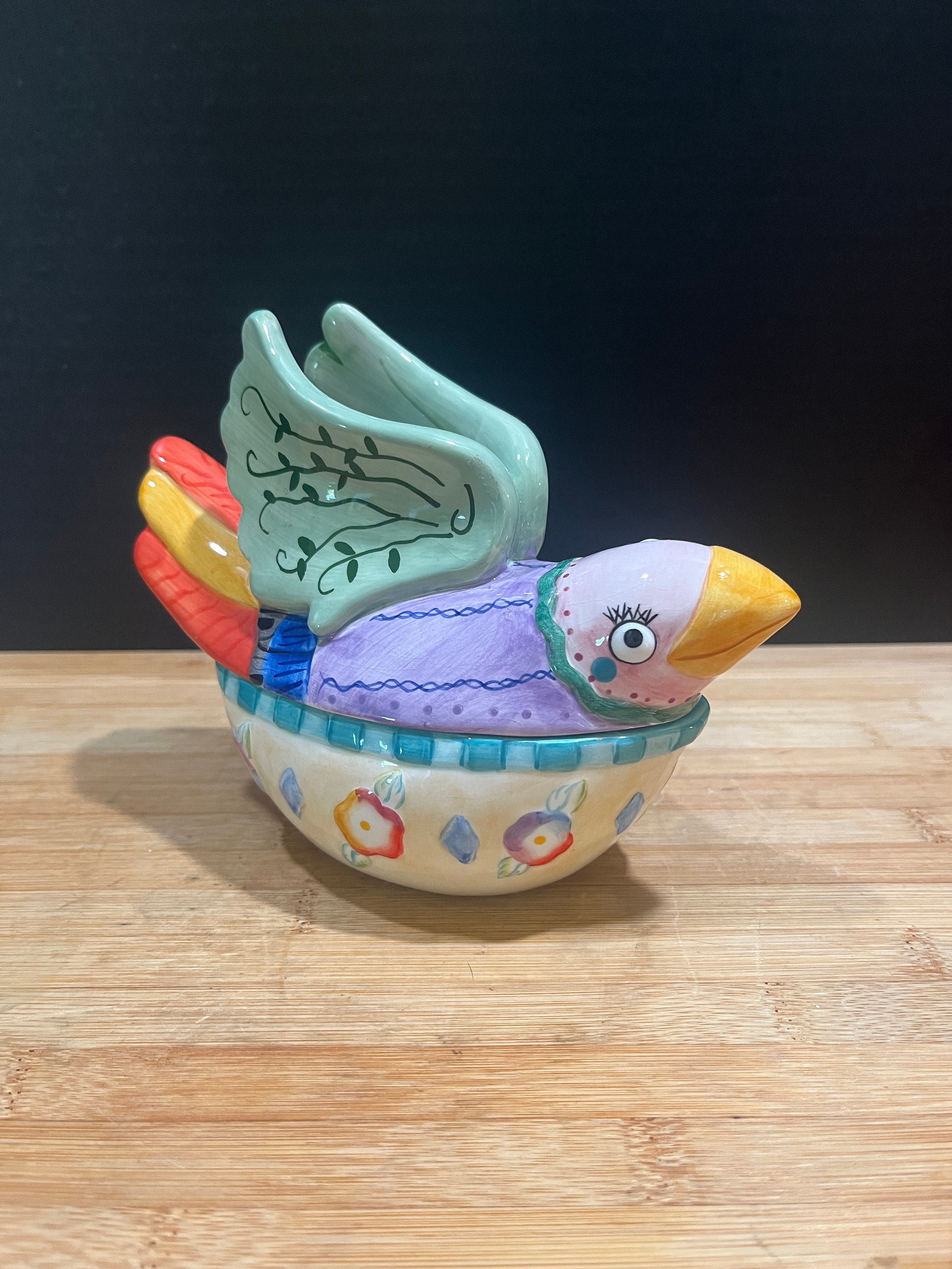 Vintage Fitz and Floyd Gypsy Chicks Lidded Dish Vintage Fitz and Floyd Ceramic Covered Bowl ...