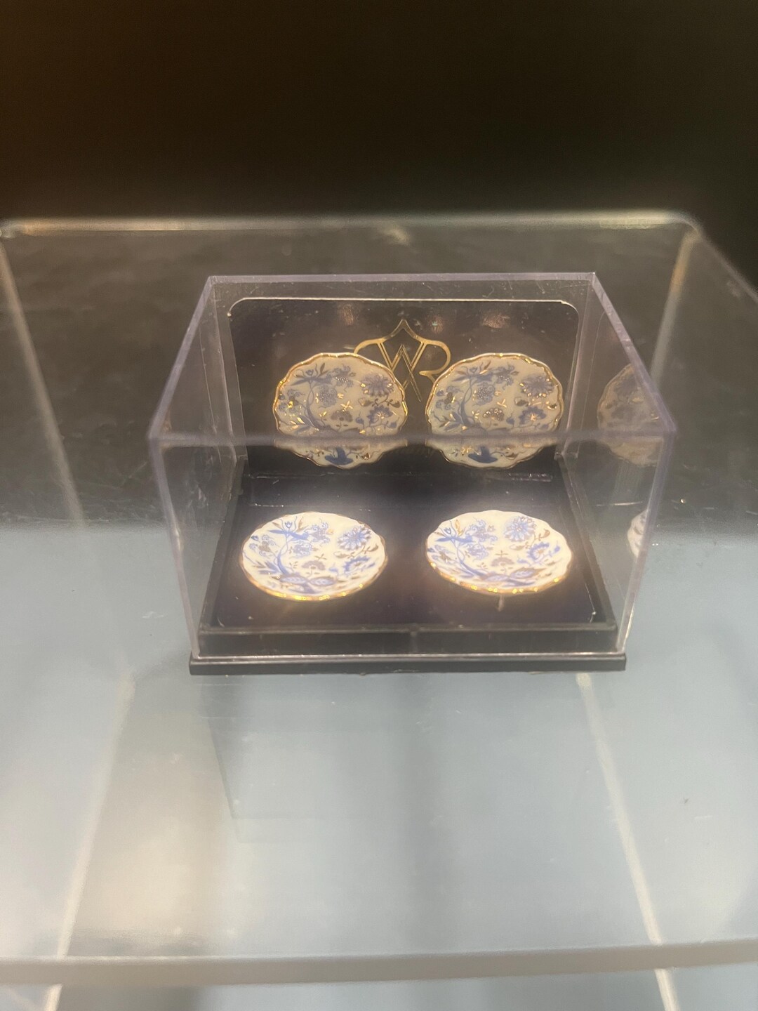 Vintage Reutter Porzellan (porcelain) 4 Piece Miniature Blue and Gold ...