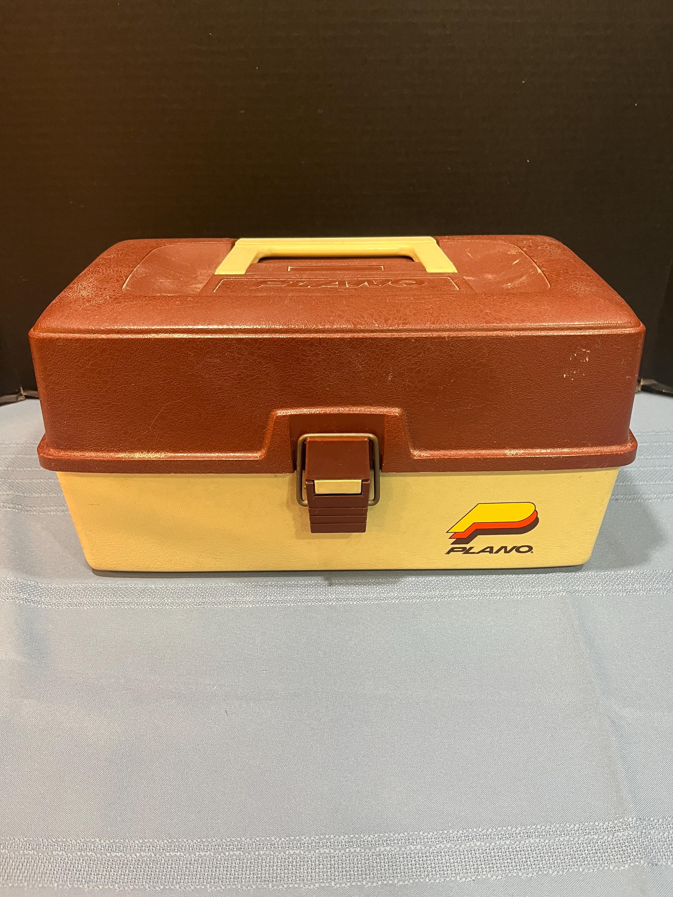 Vintage Plano 2-tier Hinged Tray Large Tackle Box - Filled W/ Fishing ...