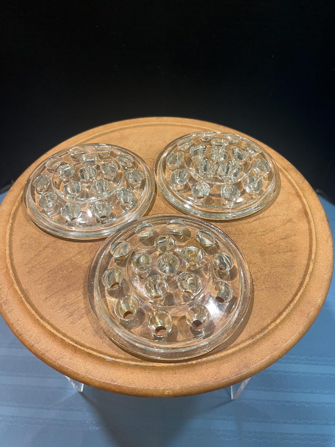 Vintage Clear Glass Flower Frogs - 16 Hole Flower Frogs - Sold ...