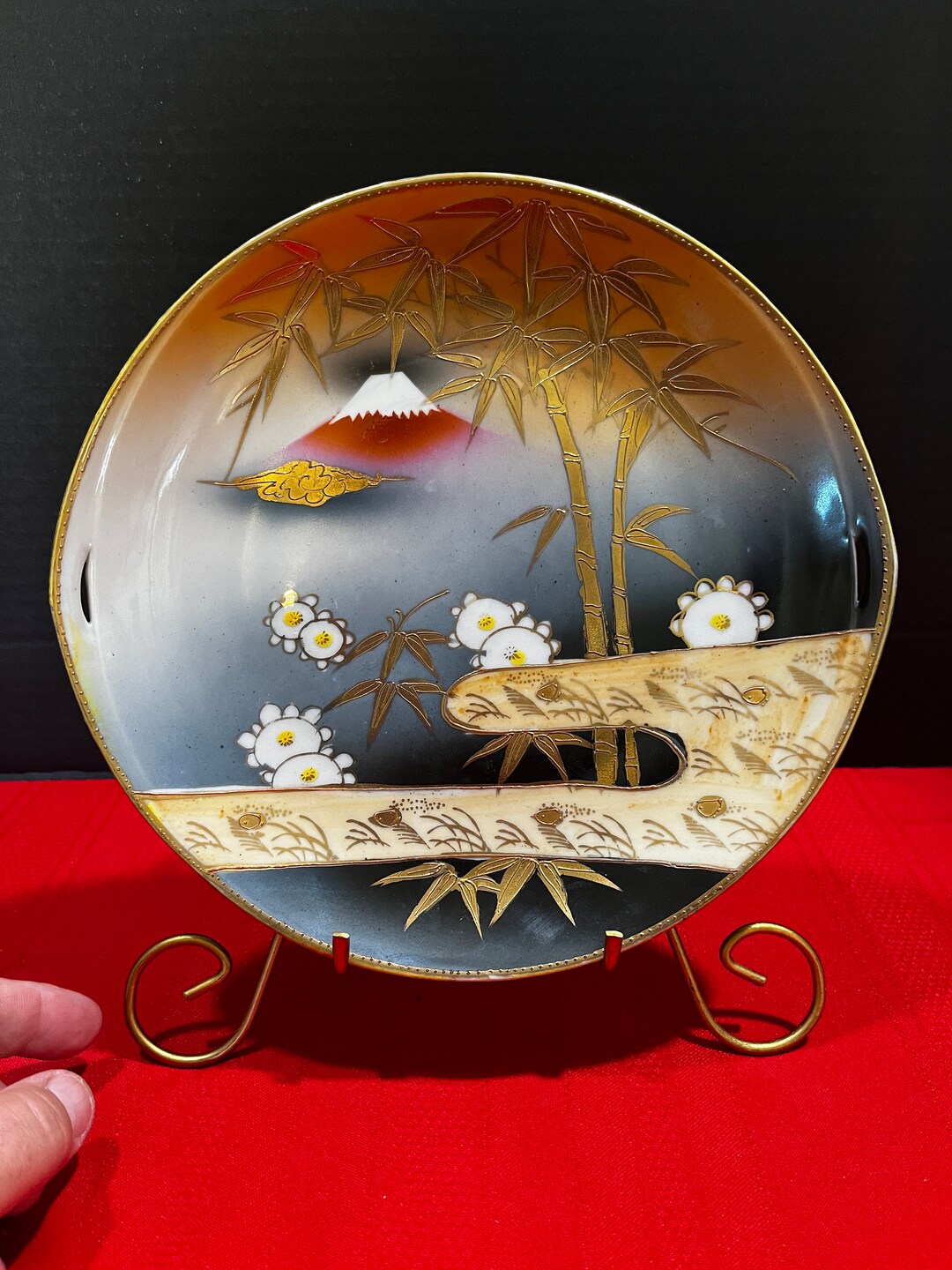 Vintage Japanese Porcelain Satsuma Plate or Platter - Mt. Fuji - Etsy