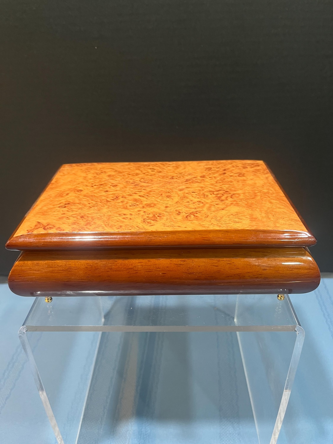 Vintage Simon Golub & Sons Wood Lacquer Musical Jewelry Box - Plush ...