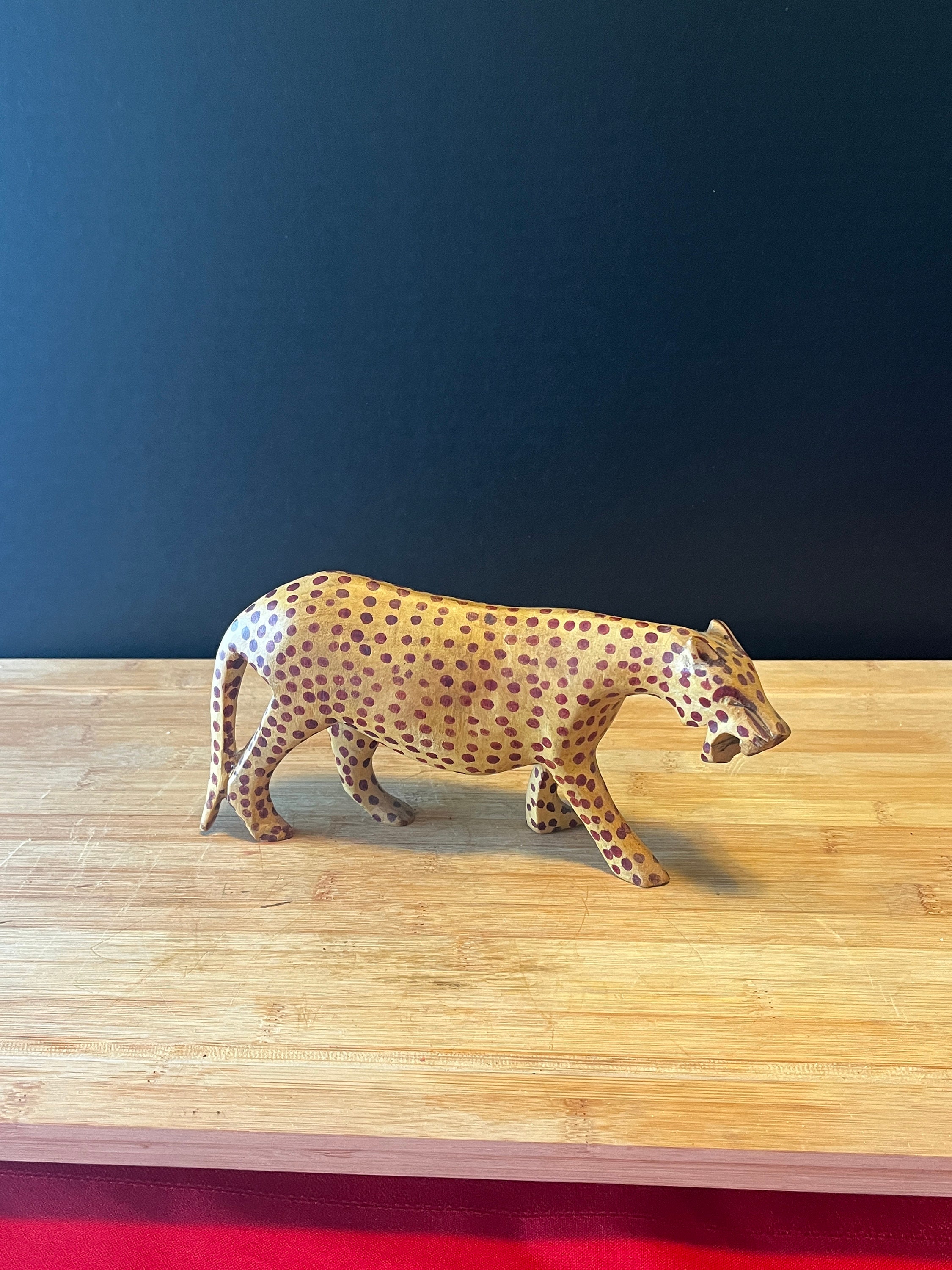 Vintage Hand-carved Wooden Leopard - Etsy
