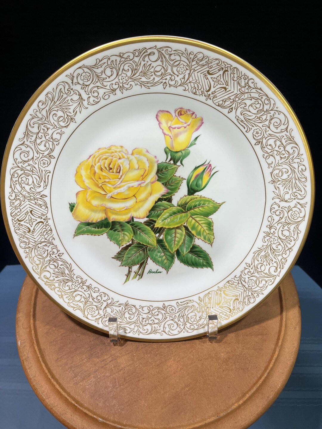 Vintage Boehm Rose Plate Collections "the Peace Rose" English Fine Bone ...