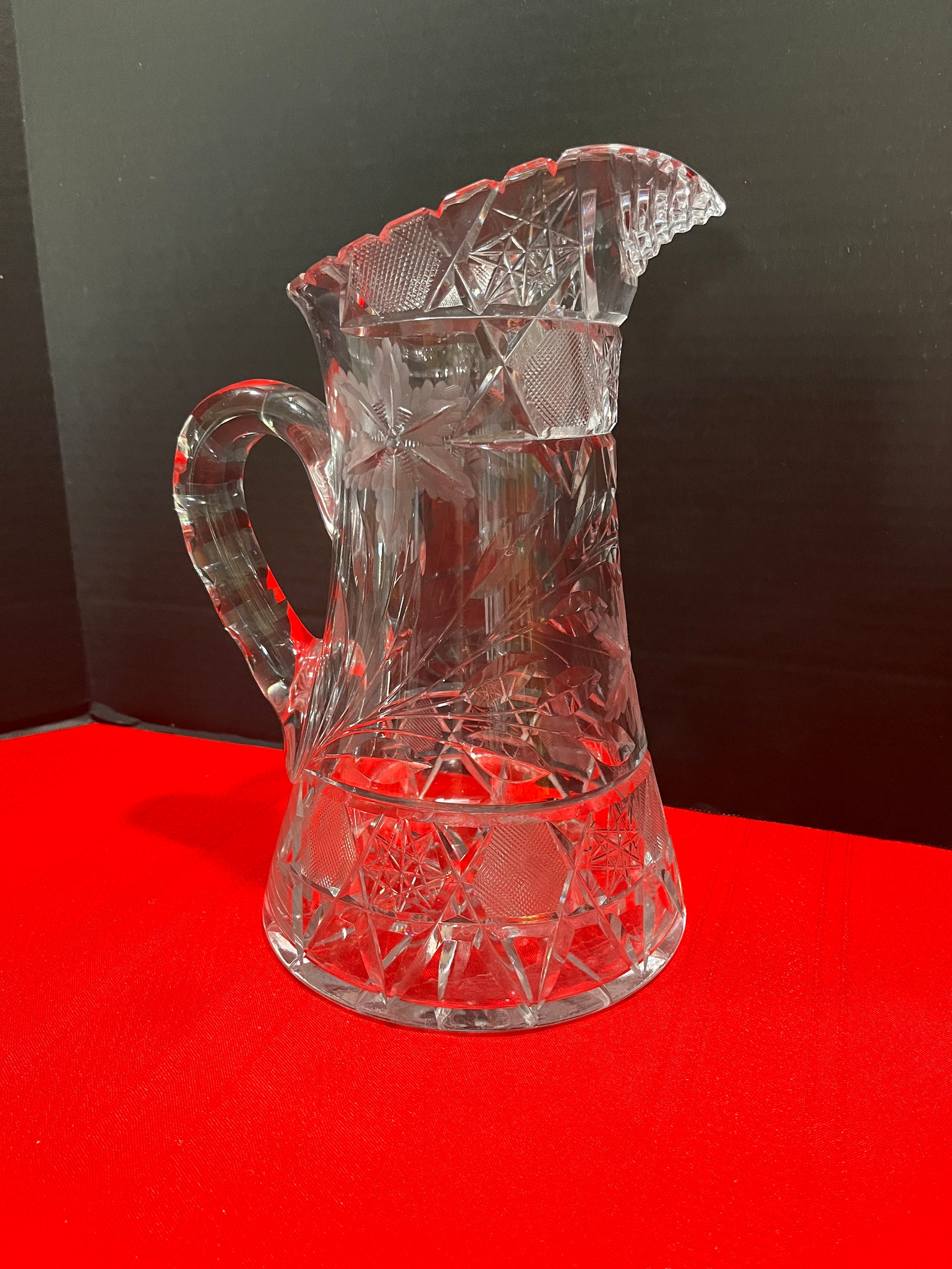 Vintage American Brilliant Period Cut Class Pitcher Hobstars and ...